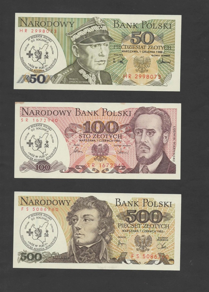 BANKNOTY PRL z nadrukiem IV ROZBIÓR POLSKI , 3 szt - 12835951975 ...