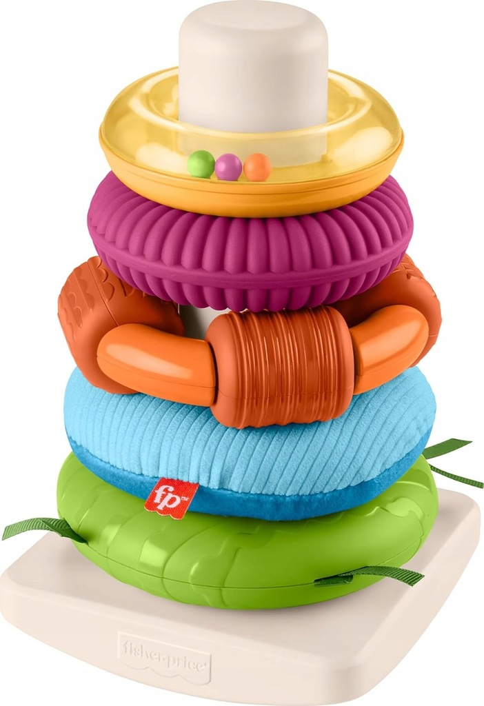 Fisher-Price Stacking Toy Sensory Rock-A-Stack Rings with Fine Motor ...