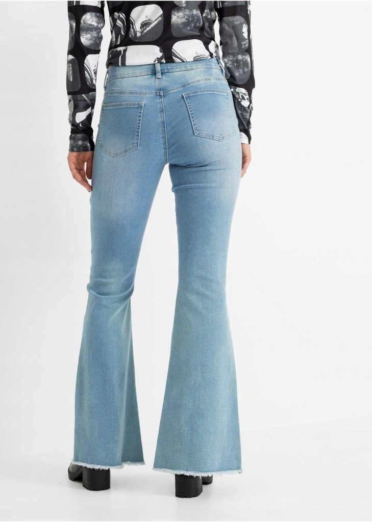 42 Bonprix JEANSY DAMSKIE SZEROKIE NOGAWKI - 14785384635 - oficjalne archiwum Allegro