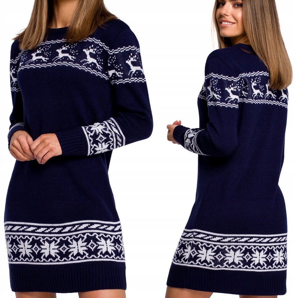 długi SWETER zimowy ŚWIĄTECZNY z motywem - 9963517019 - oficjalne ...