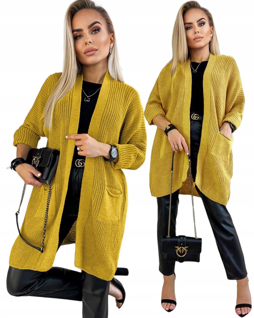 DŁUGI KARDIGAN SWETER damski mięciutki modny - 14621879525 - oficjalne ...