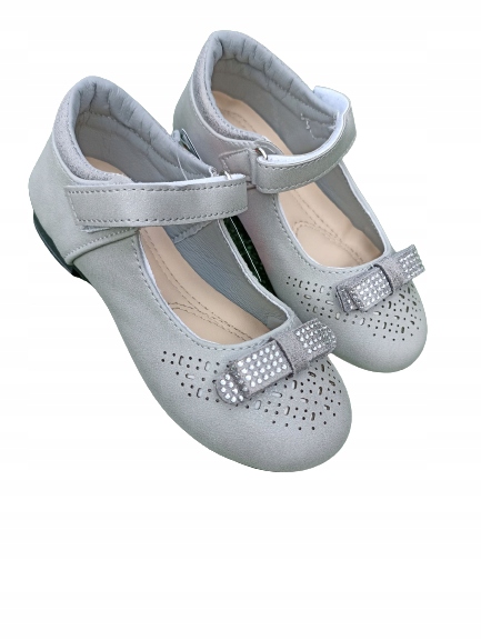 baleriny balerinki, skóra wkładka, srebrne, 25 - 12046756360 ...