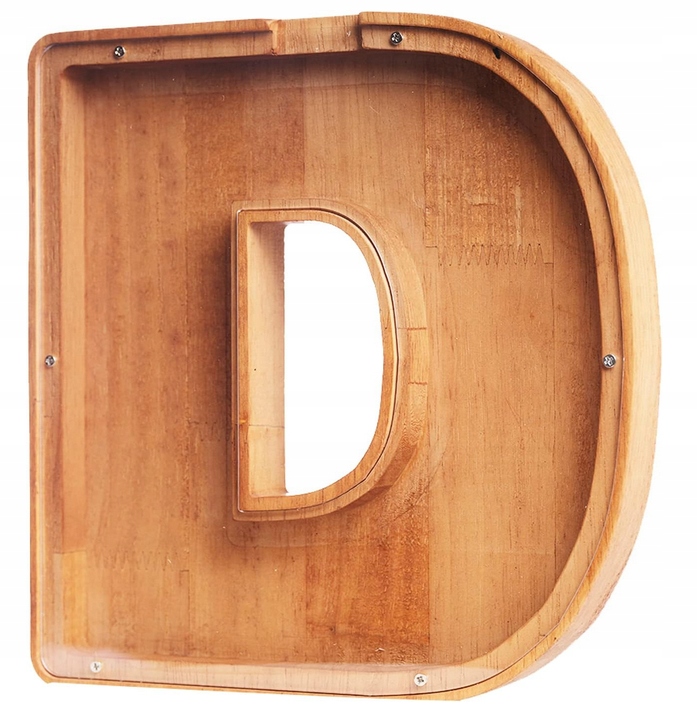 Drewniana, przezroczysta, skarbonka, duża, litera D, prezent, dekoracja ...