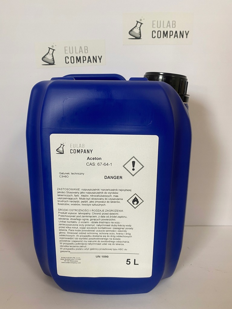 Aceton techniczny 5000ml 5L rozpuszczalnik EULAB - 13669430252 ...