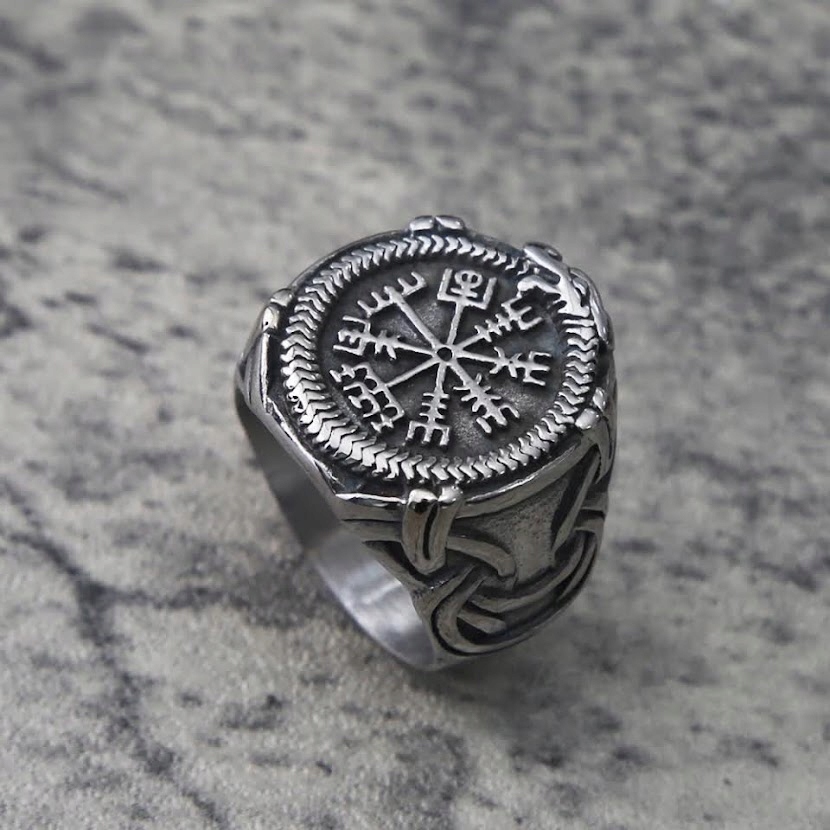 Elegancki Sygnet Nordycki symbol Vegvisir Srebro - 11652908099 ...
