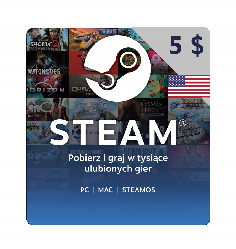 STEAM 5 USD $ - Karta podarunkowa, Wallet, Konto - 12660967085 - oficjalne archiwum Allegro