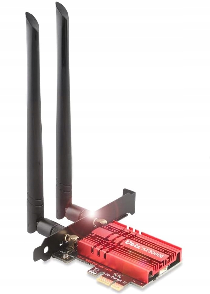 KARTA SIECIOWA WEWNĘTRZNA CZERWONA UBIT AX3000E 3000Mbps Bluetooth 5.2 ...