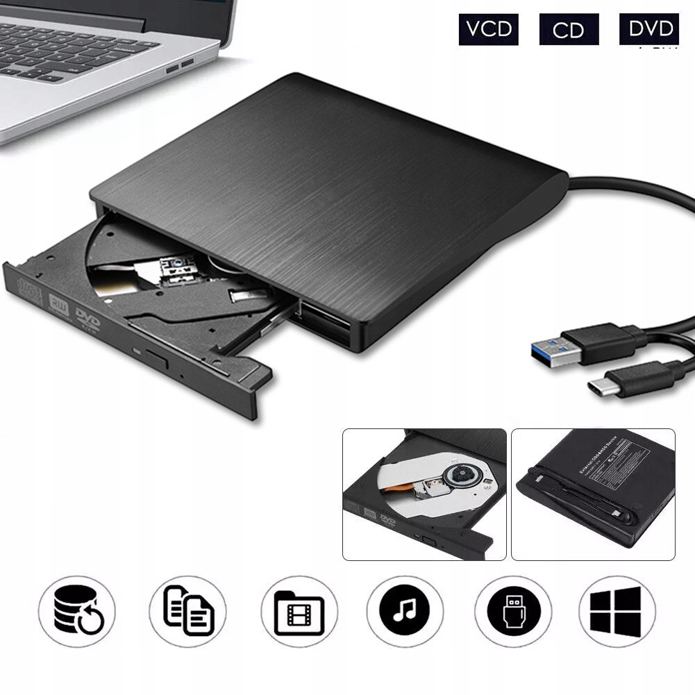 NAPĘD CD-R/DVD-ROM/RW ZEWNĘTRZNY USB 3.0 NAGRYWARKA PRZENOŚNY ...