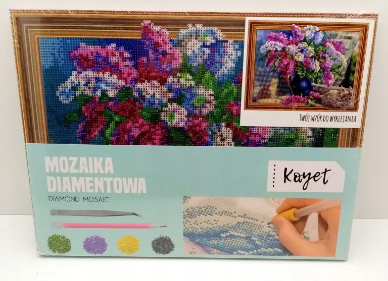 MOZAIKA DIAMENTOWA KAYET 30X40 KWIATY W WAZONIE - 12285033346 ...