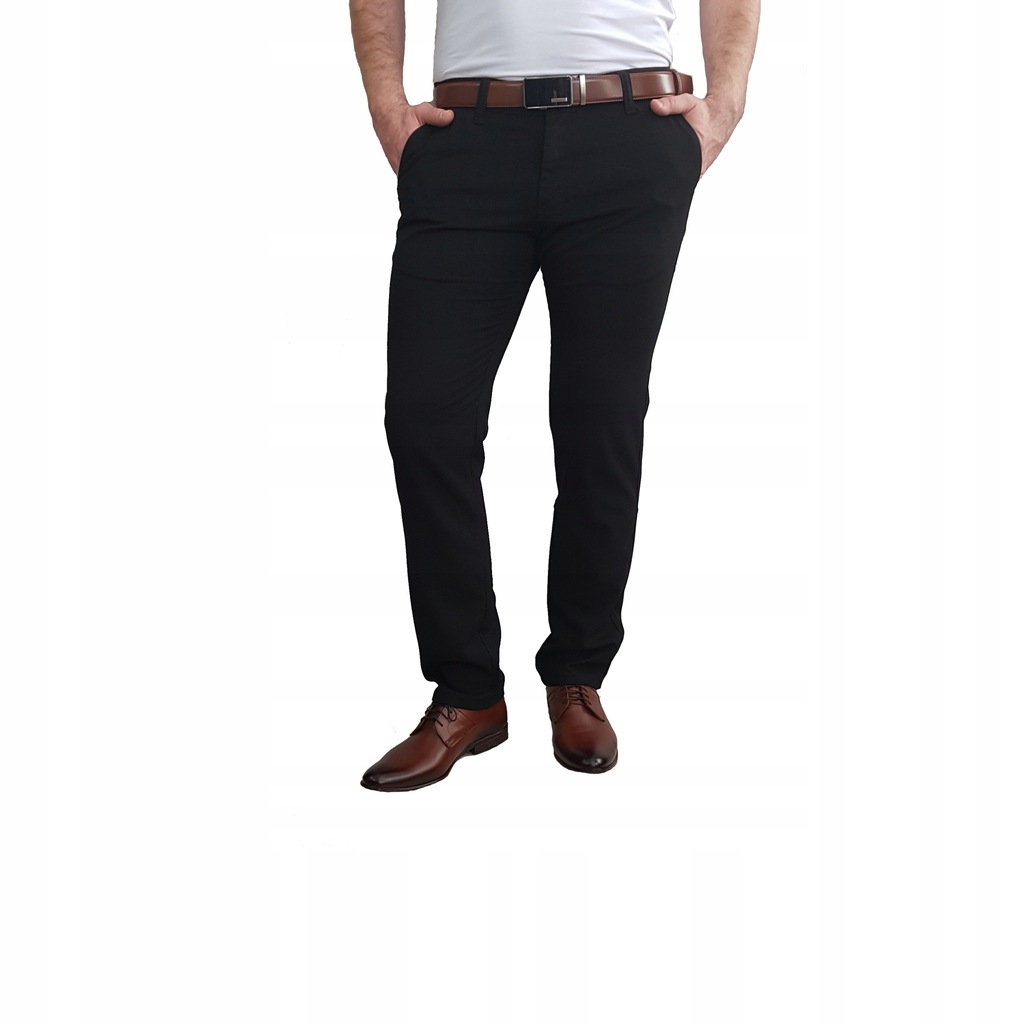 SPODNIE MĘSKIE CHINOSY VANKEL CZARNE pas 112 CM - 11008805014 ...