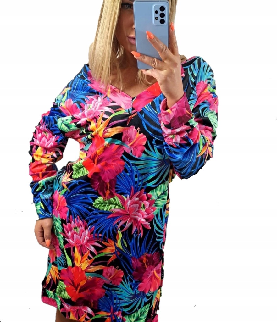 SUKIENKA WELUR KWIATY CH 52 54 5XL - 13282343239 - oficjalne archiwum Allegro