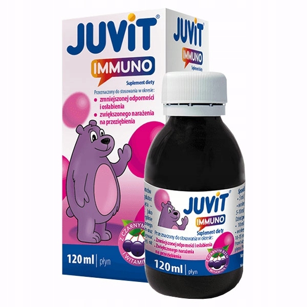 Juvit Immuno płyn dla dzieci powyżej 3 r.ż. 120ml - 12766395055 ...