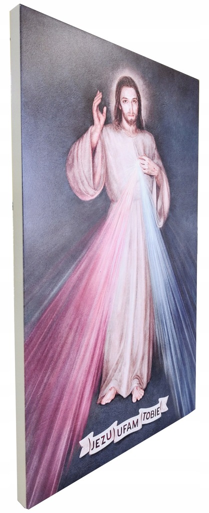 OBRAZ JEZU UFAM TOBIE JEZUS MIŁOSIERNY 26X43CM - 12637954393 - oficjalne archiwum Allegro
