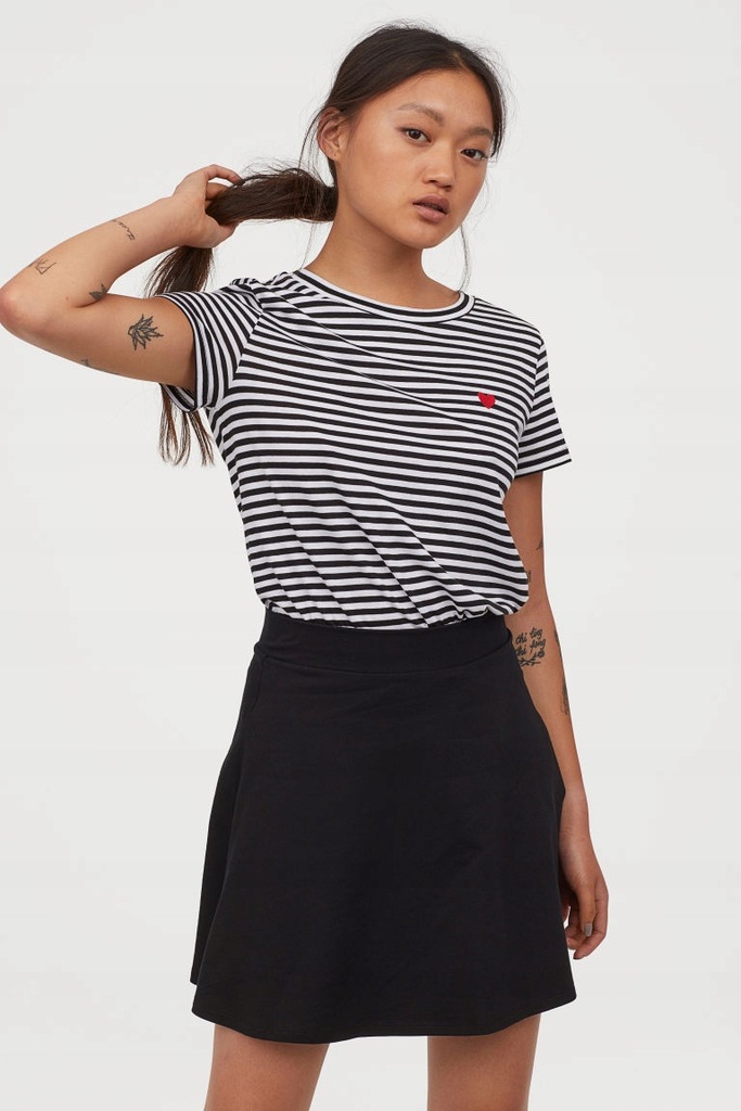 H&M HM Basic Rozszerzana spódnica Czarna 38 M - 12354261170 - oficjalne archiwum Allegro