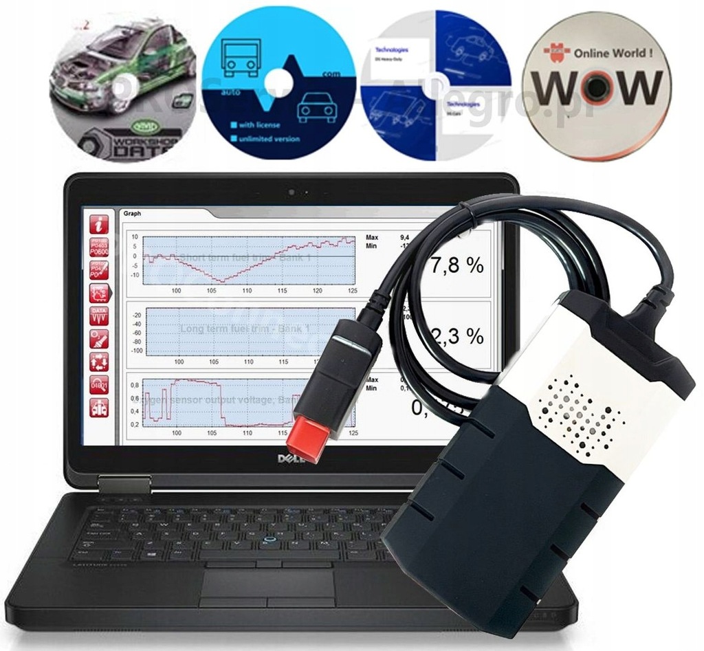 Tester diagnostyczny Delphi DS150 + DELL 14' + 7 PROGRAMÓW ...