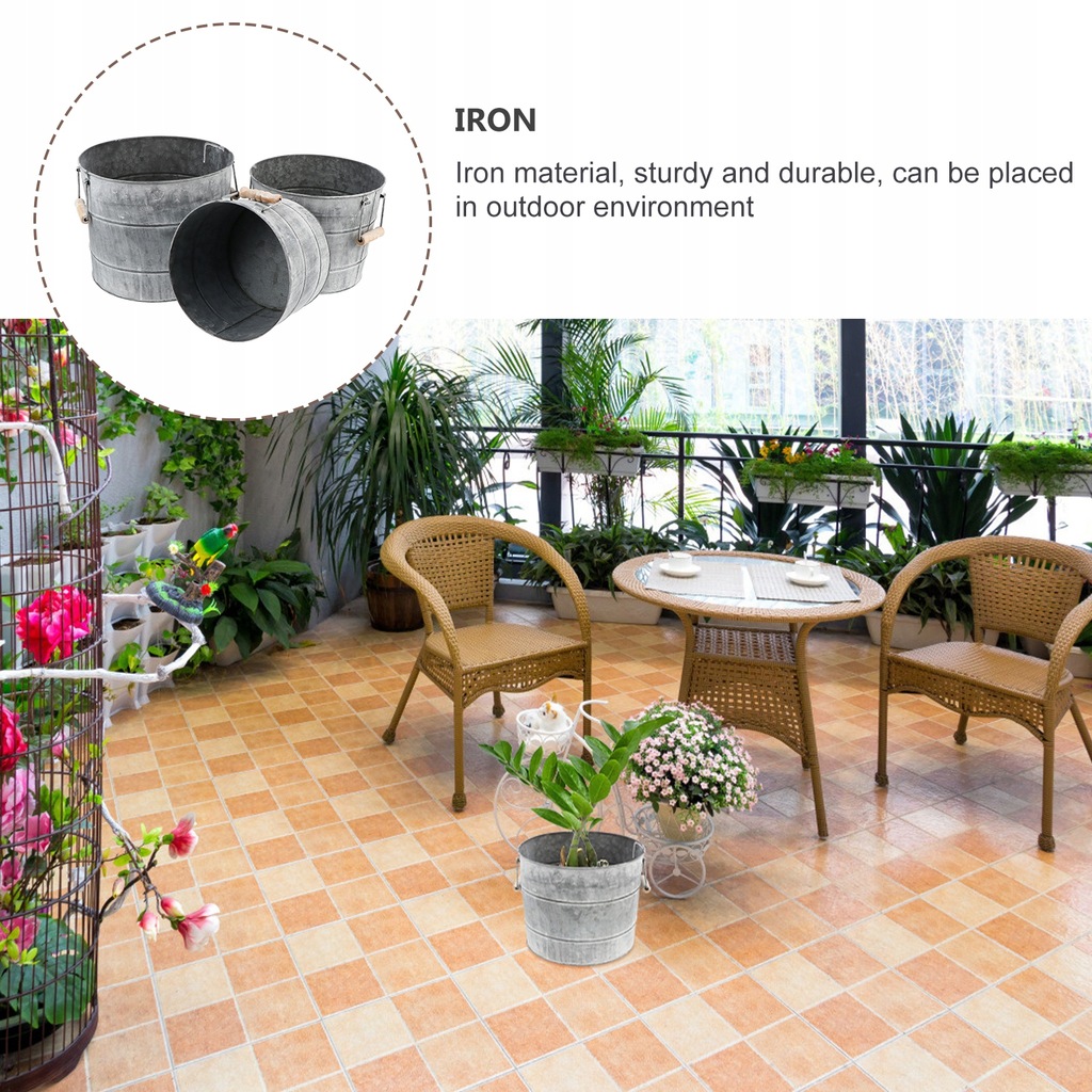 PLANT BUCKET POTS RUSTIC TIN BUCKETS ELLIPSE VASE - 13595525150 ...