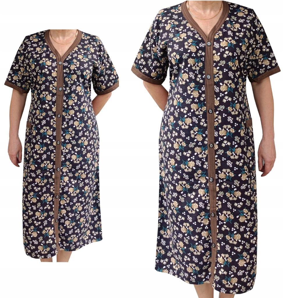 3XL Podomka na guziki szlafrok krótki rękaw M5 - 13805889710 ...