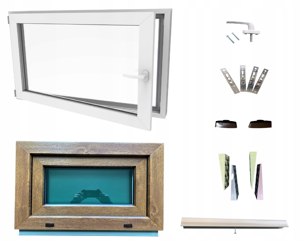 Okno Złoty Dąb PCV Lewe 100x40 1000x400 kpl. okna - 11549453334 ...