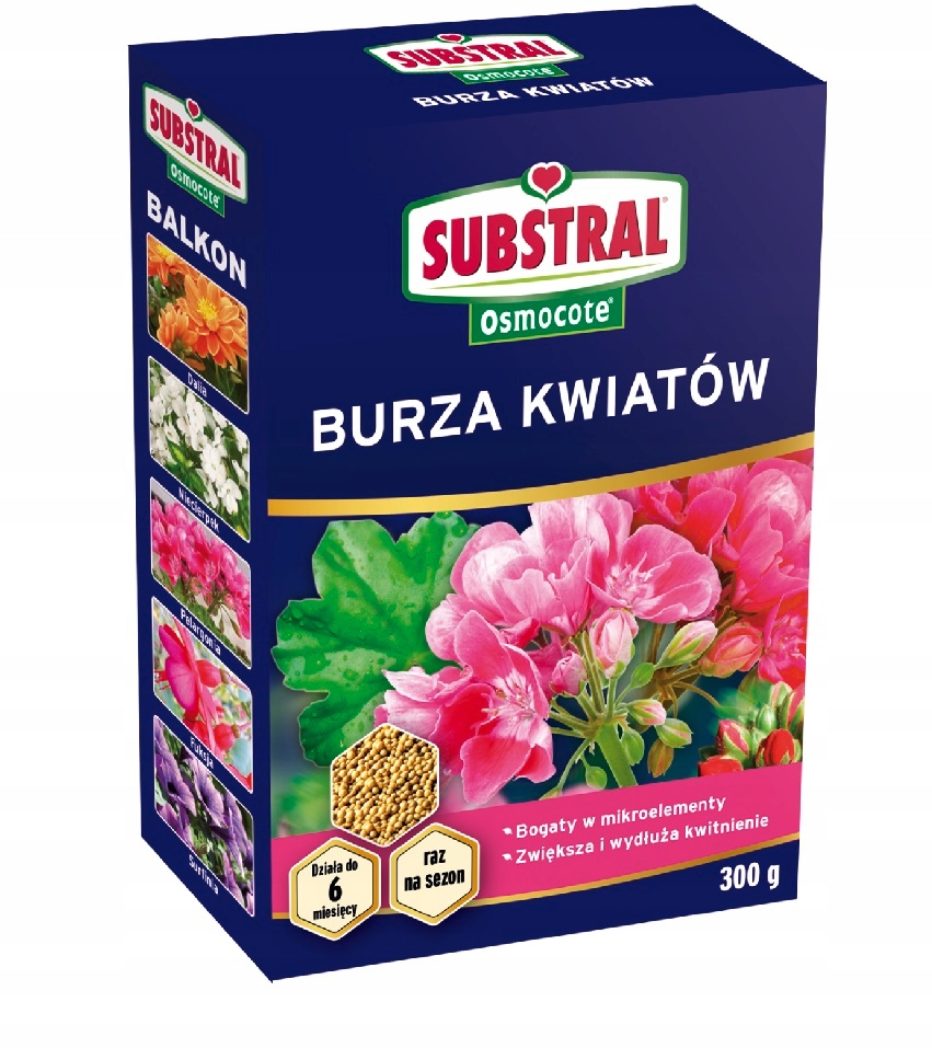 SUBSTRAL Osmocote burza kwiatów 300g do pelargonii - 10557519402 - oficjalne archiwum Allegro