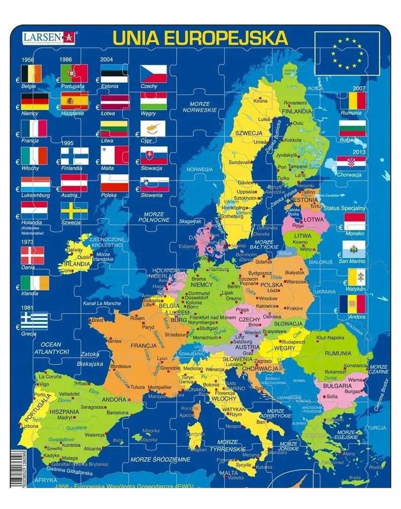 UKŁADANKA UNIA EUROPEJSKA - MAPA, FLAGI [PUZZLE] - 13981189865 ...