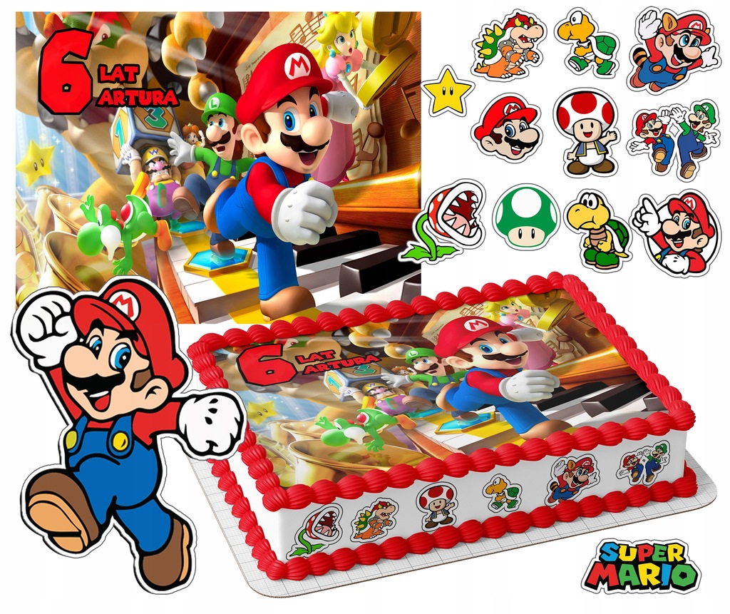 ZESTAW OPŁATEK A4 + POSTACIE - SUPER MARIO BROS - 11961589165 ...