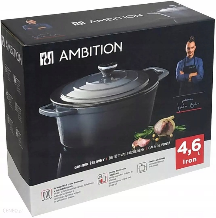 Brytfanna żeliwna emaliowana Ambition Iron 4,6 l - 14623484259 ...