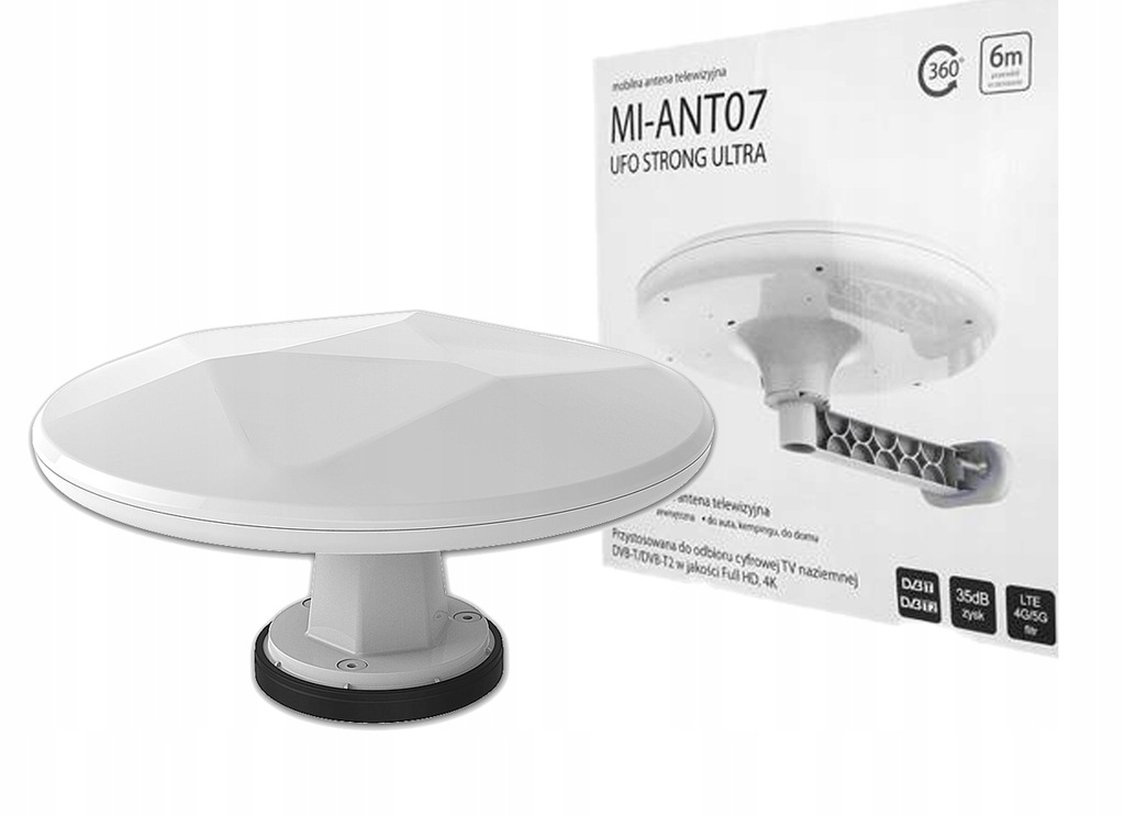 Najmocniejsza antena DVB-T2 na magnes Mistral UFO - 11917743985 - oficjalne archiwum Allegro