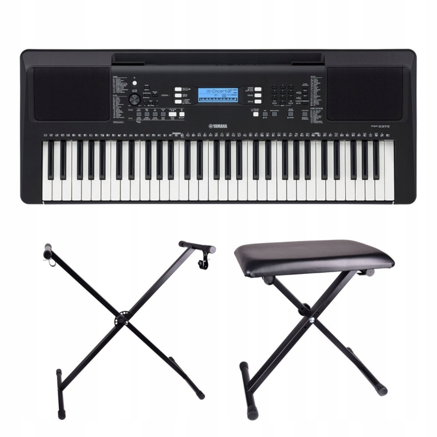 Keyboard Yamaha PSR-E373 + Statyw + Ława - 12204644068 - oficjalne archiwum Allegro