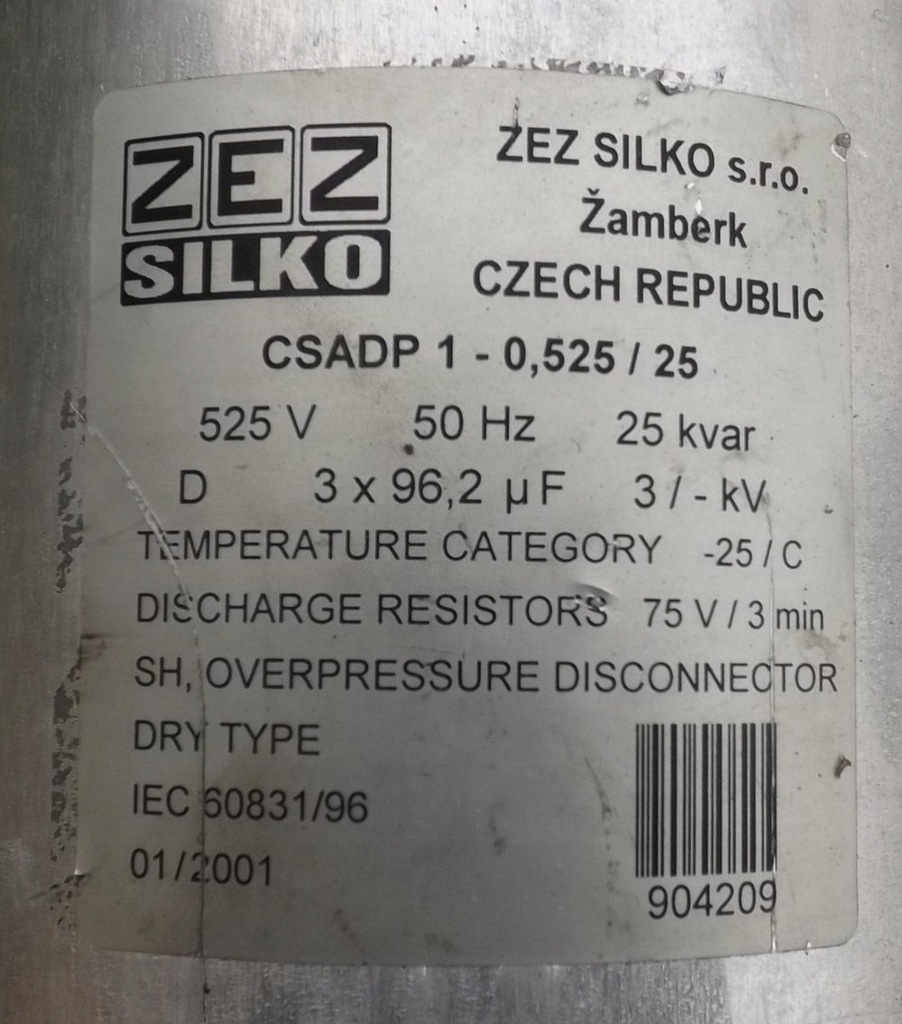 kondensator mocy biernej 25kVAr zez silko csadp 1 - 12354029460 - oficjalne archiwum Allegro