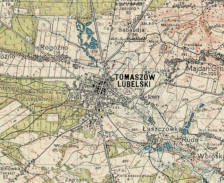 TOMASZÓW LUBELSKI :: mapa wojskowa WIG : 1937 rok - 13995936741 - oficjalne archiwum Allegro