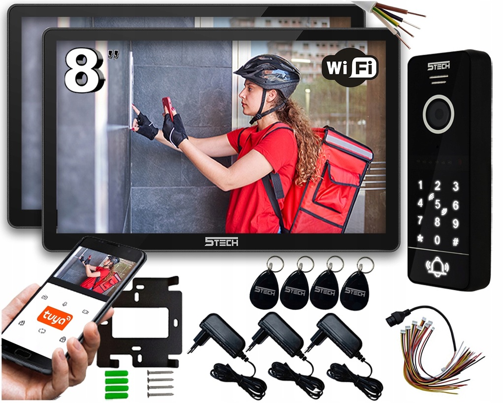 WIDEODOMOFON VIDEODOMOFON 5TECH 2 MONITORY WIFI SD - 12491583600 - oficjalne archiwum Allegro