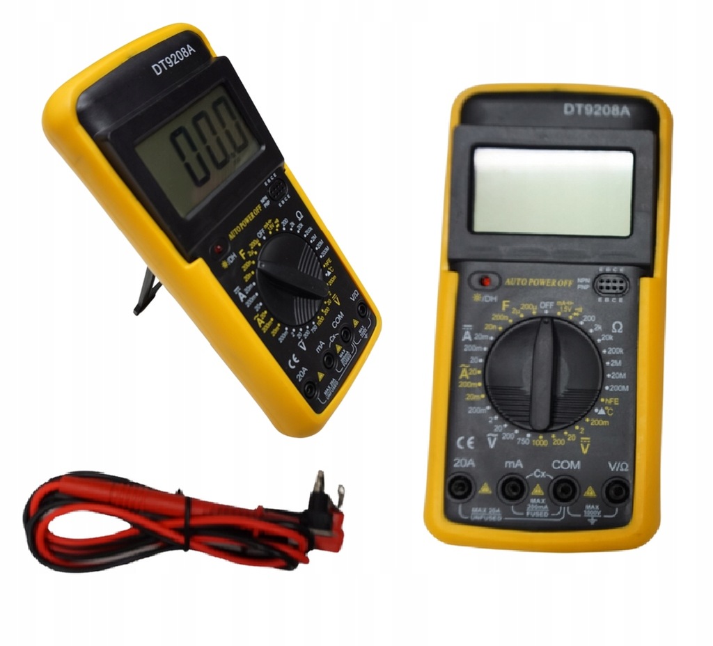 MIERNIK LCD MULTIMETR Z TEMPERATURĄ DT9208A SONDA - 10248637313 - oficjalne archiwum Allegro