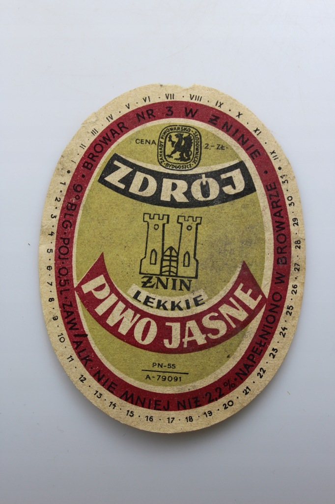Etykieta piwo Browar Żnin bydgoszcz. - 12806184401 - oficjalne archiwum Allegro