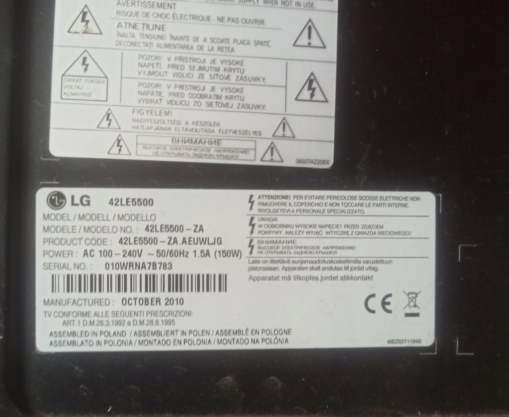 Telewizor LED LG 42LE5500 42 " Full HD USXKODZONY - 14074759059 - oficjalne archiwum Allegro