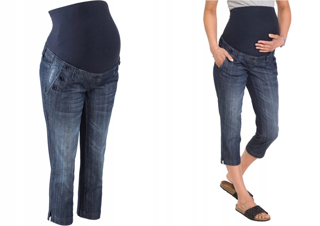 BONPRIX Jeansy 3/4 Ciążowe r. 50 (UK 24) BPC - 11499332730 - oficjalne archiwum Allegro