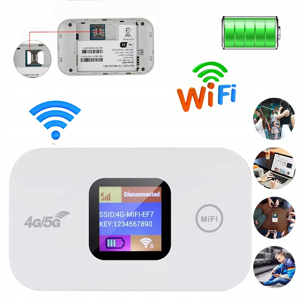 PRZENOŚNY MODEM ROUTER MOBILNY WIFI 4G 5G LTE NA KARTĘ SIM 2100MAH ...