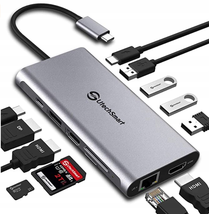 HUB USB STACJA DOKUJĄCA 12W1 USB-C 2xHDMI SD 4USB - 11897805763 - oficjalne archiwum Allegro