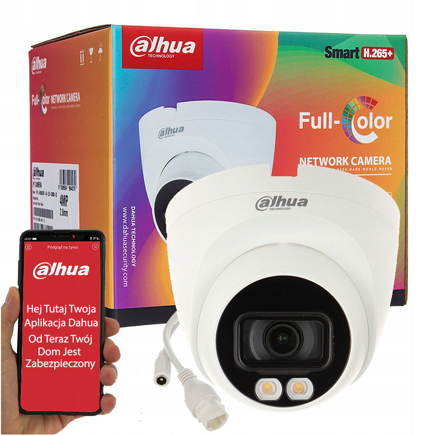Kamera IP Dahua IPC-HDW2439T-AS-LED-S2 Full Color - 13133076339 - oficjalne archiwum Allegro