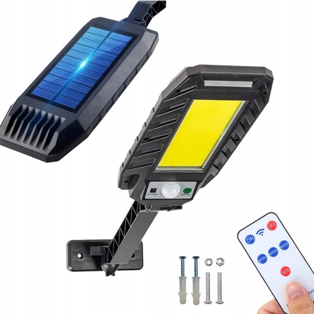 LAMPA SOLARNA LED CZUJNIK RUCHU ZMIERZCHU PILOT - 14516504614 - oficjalne archiwum Allegro