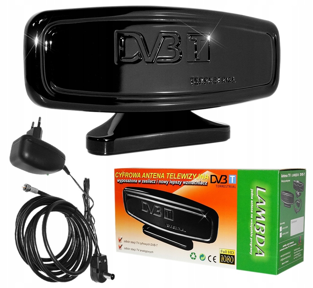 BARDZO MOCNA ANTENA DVB-T2 POKOJOWA LAMBDA CYFROWA - 12771997661 - oficjalne archiwum Allegro