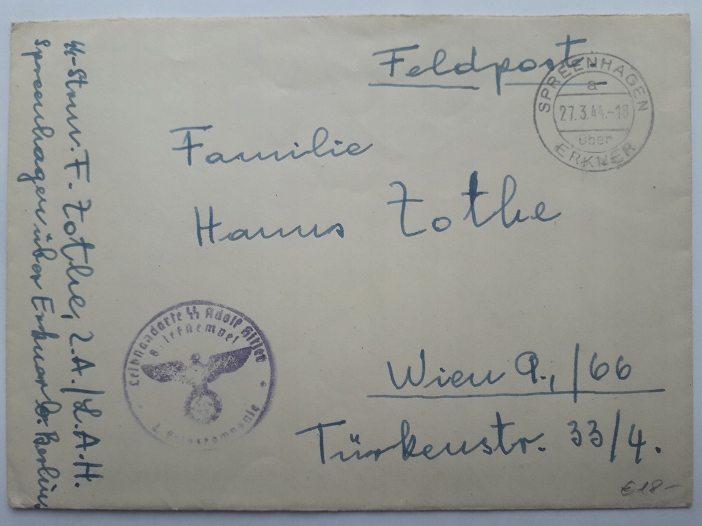 Feldpost Waffen SS Leibstandarte Adolf H. - 13695907693 - oficjalne ...