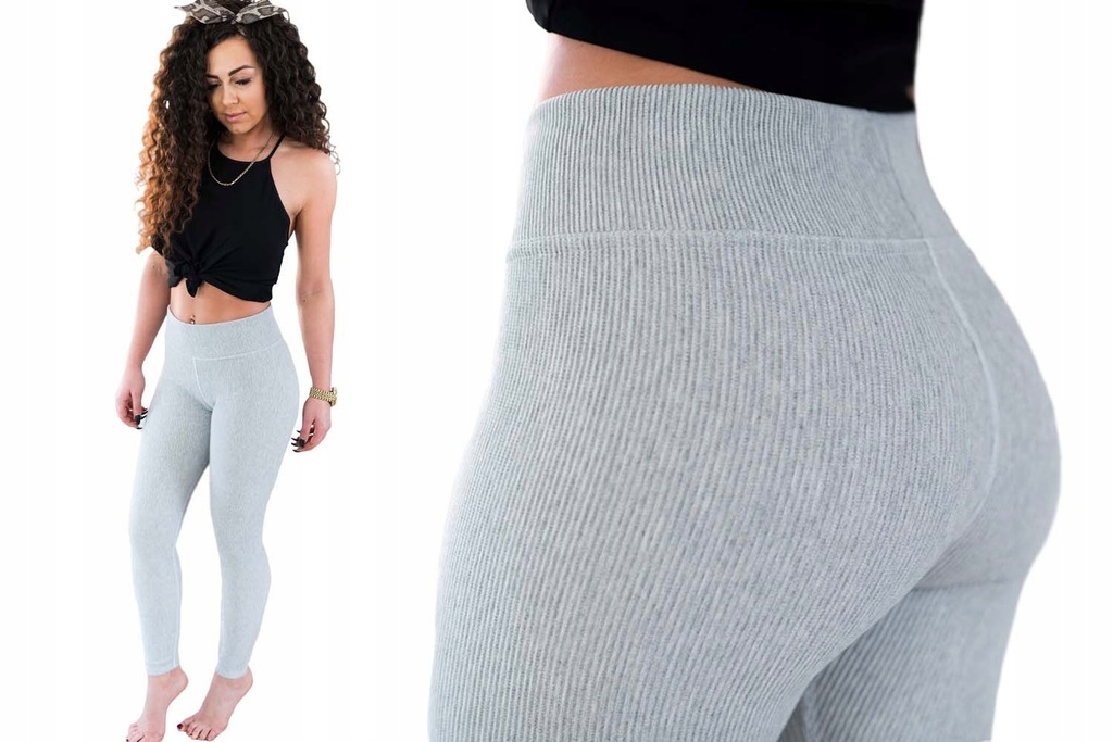 WYSZCZUPLAJĄCE DAMSKIE LEGGINSY GETRY W PRĄŻKI L - 8037053819 ...