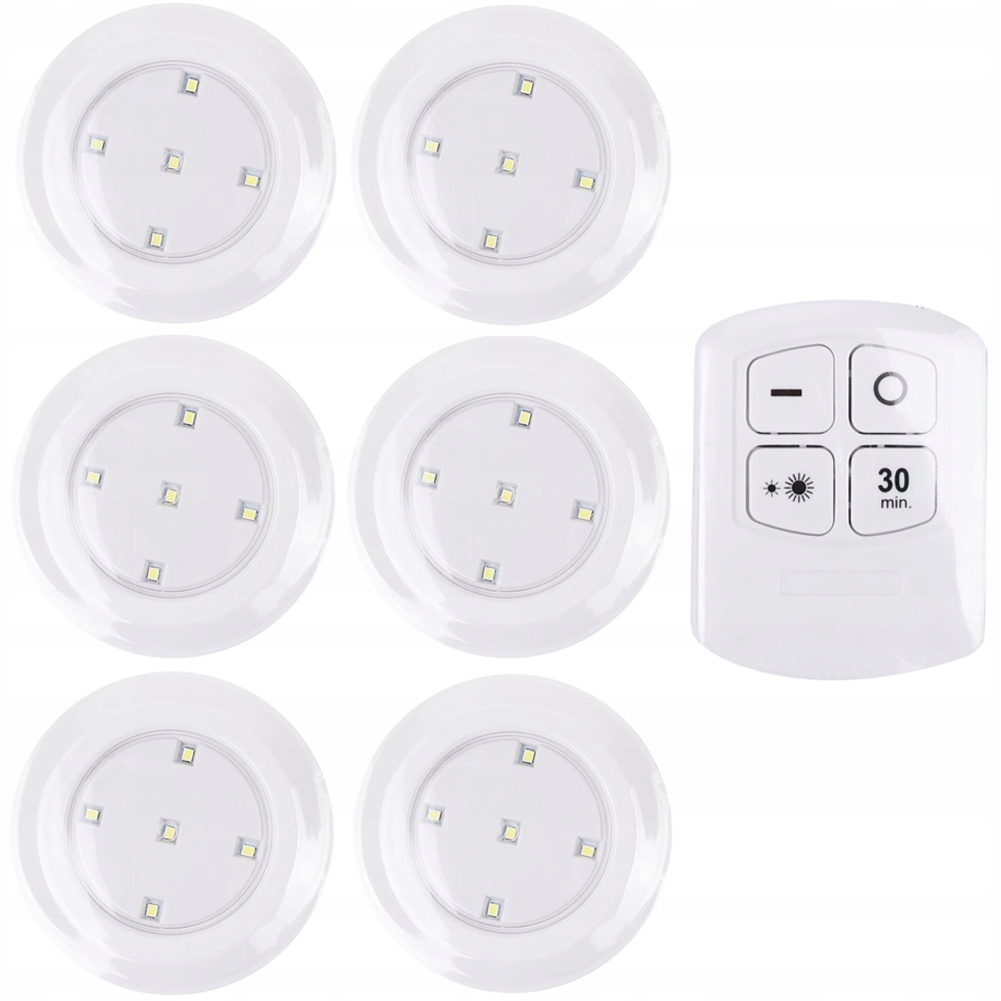 LAMPKA LED NA BATERIE + PILOT 6 szt BEZPRZEWODOWE - 12064911994 ...