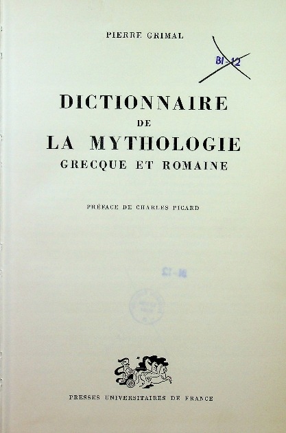 Dictionnaire de la mythologie Grecque et Romaine - 13390738051 ...