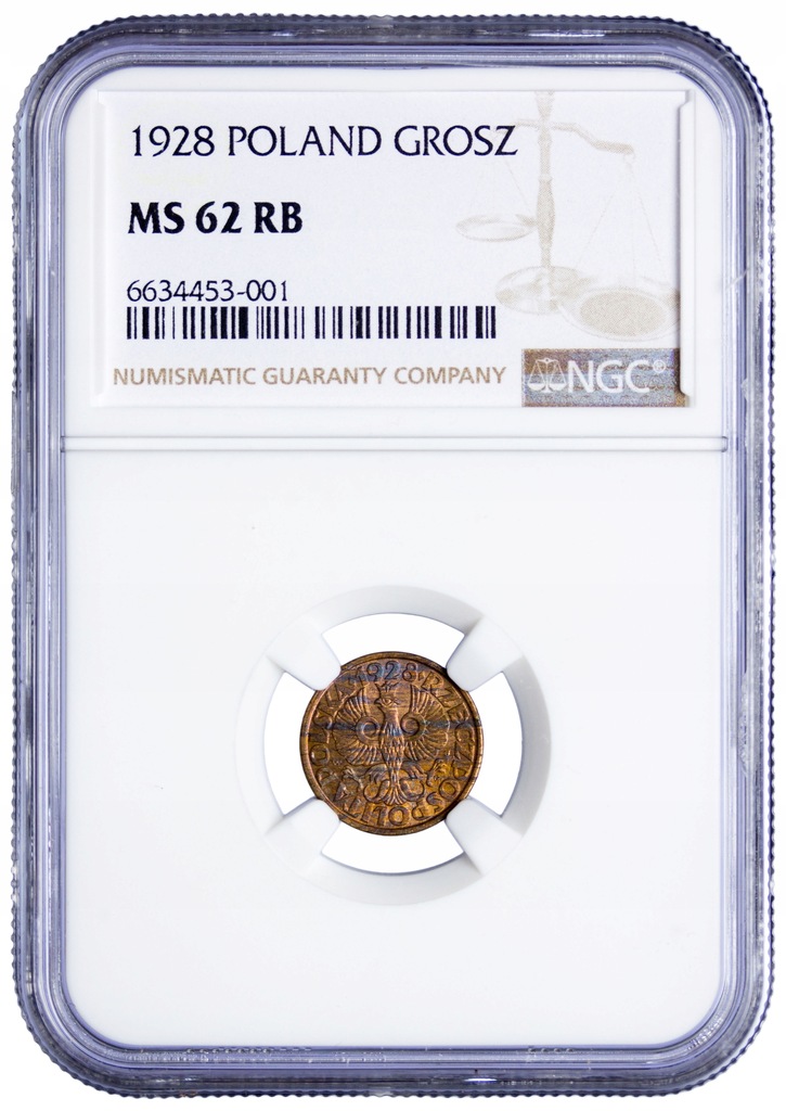 Polska, II RP 1 grosz 1928, NGC MS62 RB - 13688044400 - oficjalne archiwum Allegro