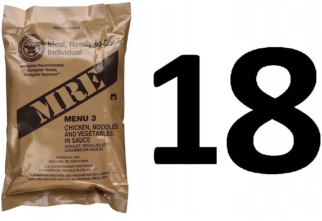 MRE 18 BEEF RAVIOLI Amerykańskie racje żywnościowe - 13513105576 ...