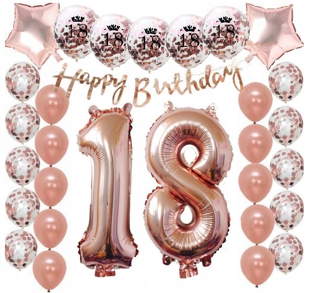 ZESTAW BALONY 18 URODZINY OSIEMNASTKA OSIEMNASTKĘ - 8109094682 - oficjalne archiwum Allegro
