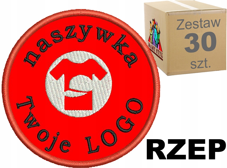 Naszywka z własnym LOGO grafiką z RZEPEM 30 szt - 12657241150 - oficjalne archiwum Allegro