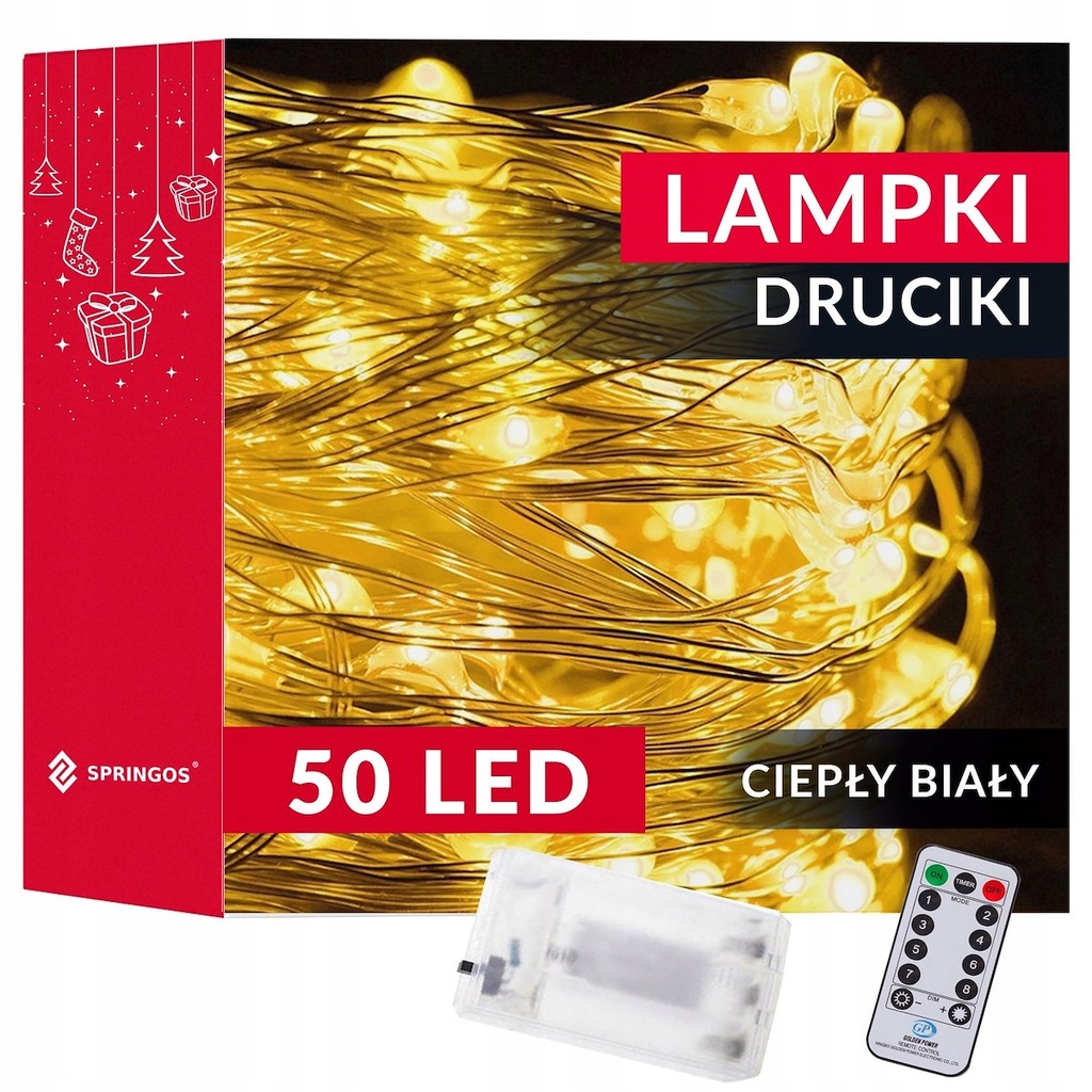LAMPKI NA CHOINKĘ BATERIE MIKRO LED + PILOT 5m - 12770356997 ...