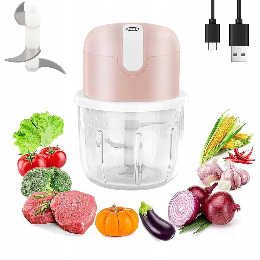 MINI CHOPPER ELEKTRYCZNY BLENDER DO CZOSNKU ROZDRABNIACZ DO CEBULI 300 ...